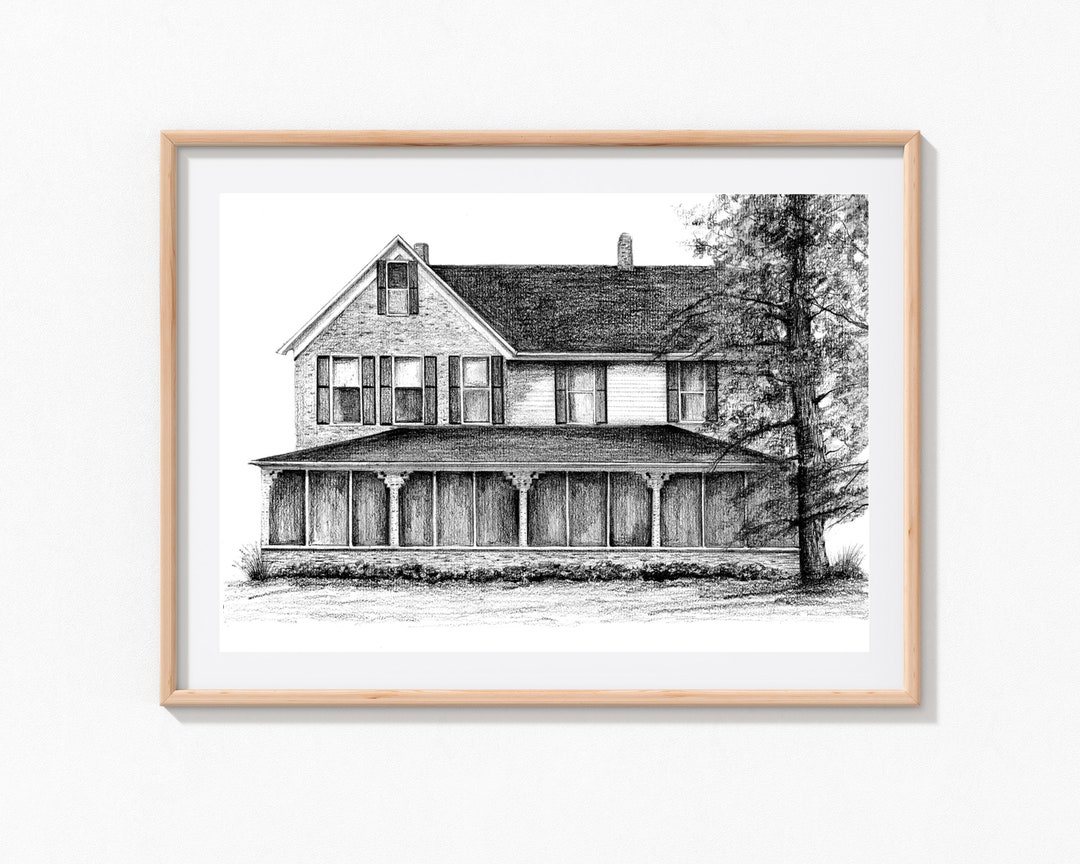 Original Hand-drawn House Portrait, Home Drawing From Photo, New House ...