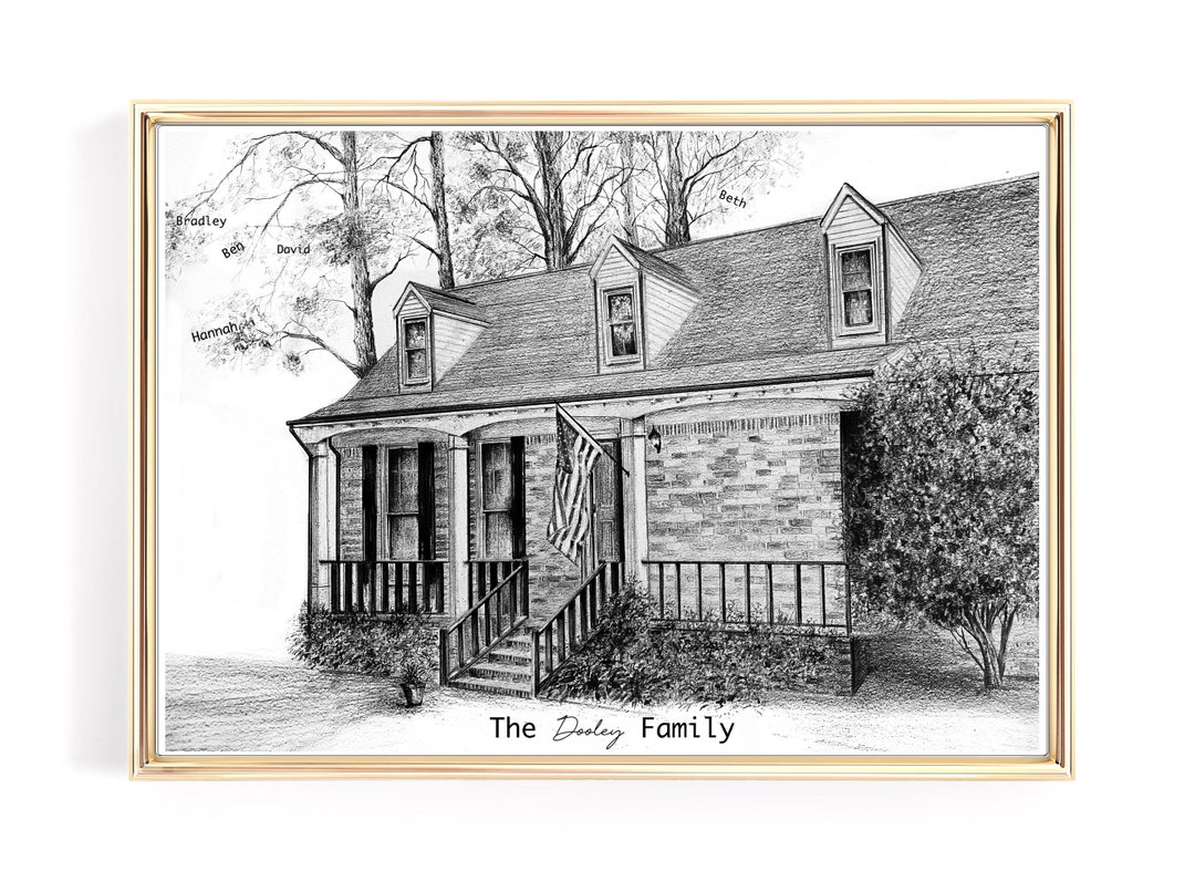 Custom House Drawing From Photo, Personalized Home Drawing, Line ...
