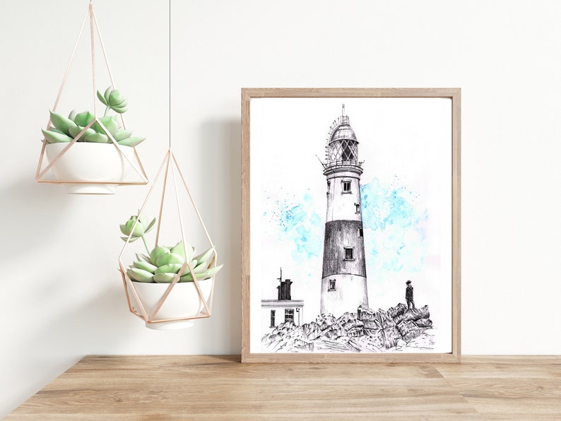 Lighthouse Print Portland Bill Lighthouse Seaside Art - Etsy UK