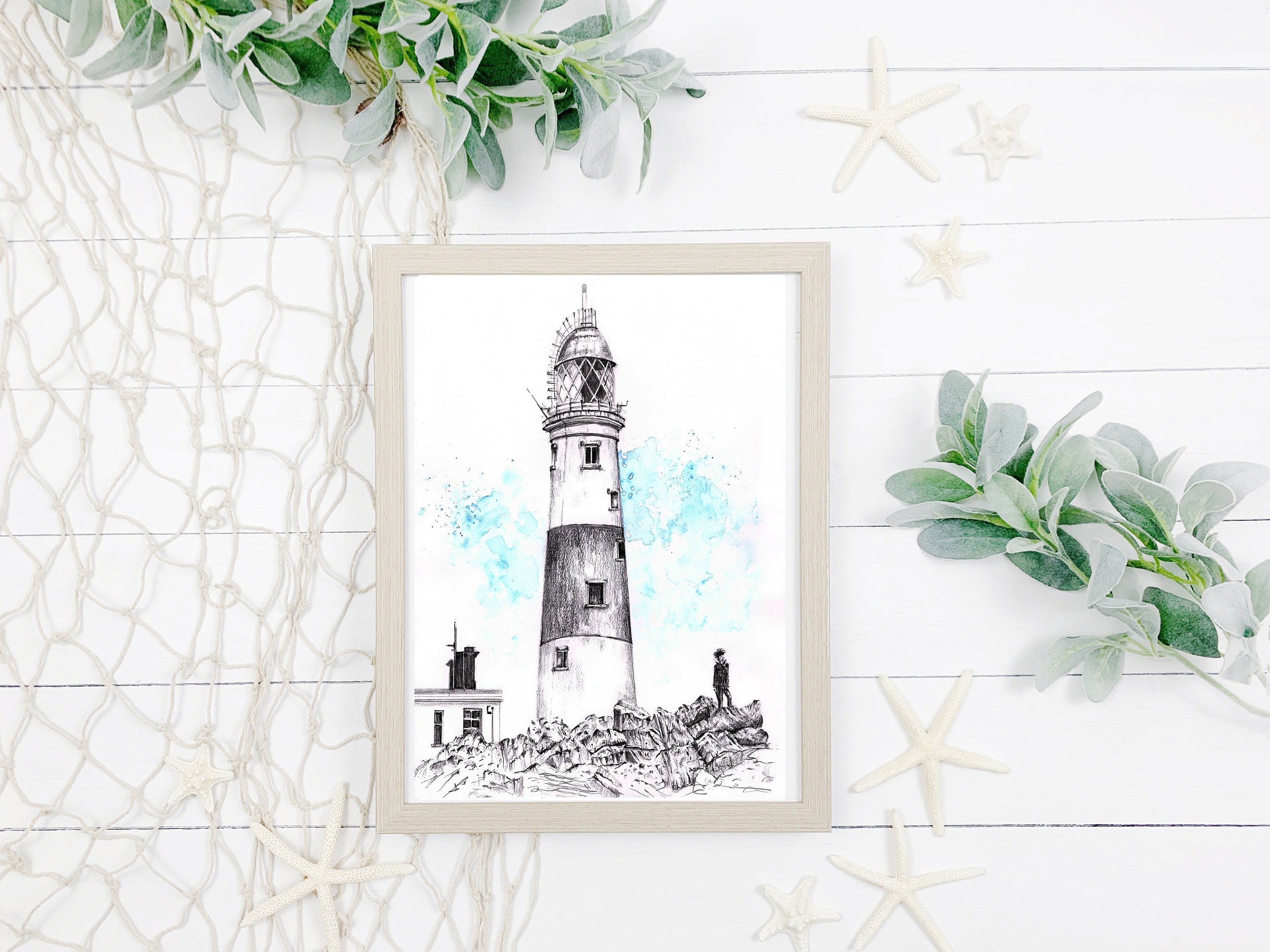 Lighthouse Print Portland Bill Lighthouse Seaside Art - Etsy UK