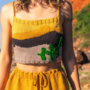 Cactus Crop Top,knit Crop Top, Handmade, Vegan - Etsy