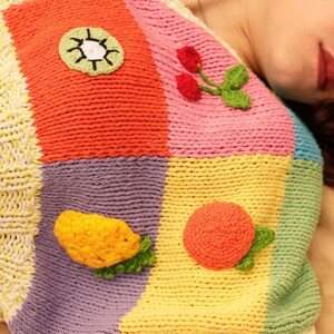 Fruit Cardigan,patchwork Cardigan, Chunky Cropped Cardigan for Woman ...