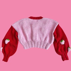 Handmade Strawberry Knit Crop Sweater – Recycled Cotton, Fruity Top - Etsy