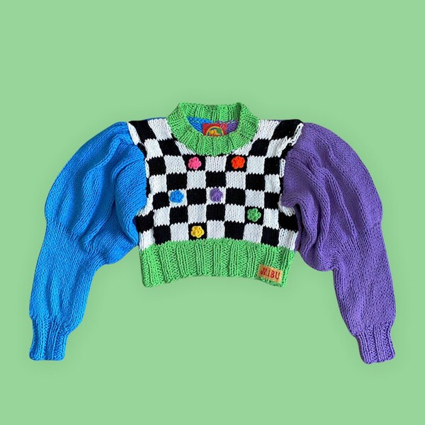 Checkerboard Sweater - Etsy