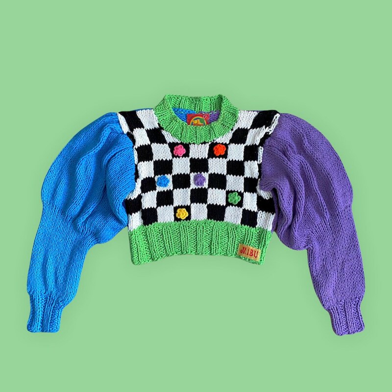 Checkerboard Sweater - Etsy