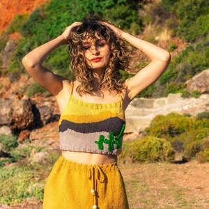 Cactus Crop Top,knit Crop Top, Handmade, Vegan - Etsy