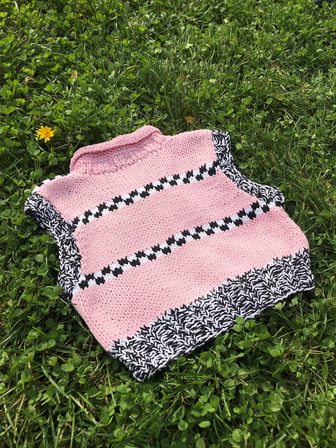 Checkered Knit Sweater Vest Handmade Knitted Vest | Etsy