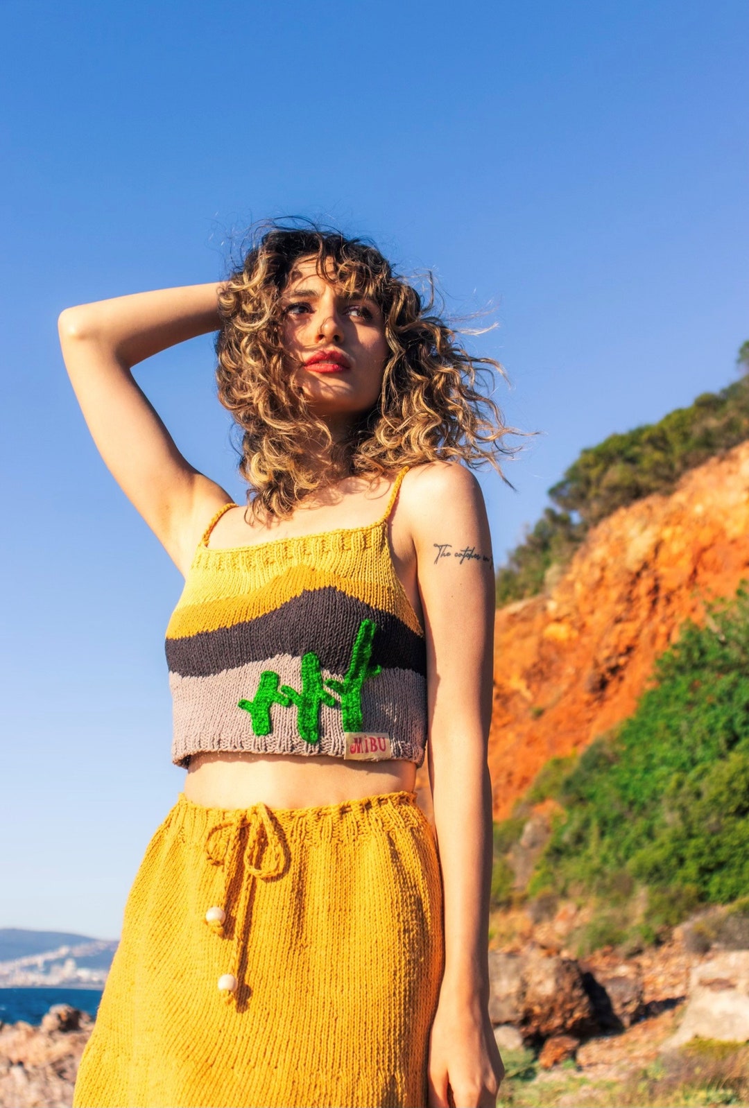 Cactus Crop Top,knit Crop Top, Handmade, Vegan - Etsy