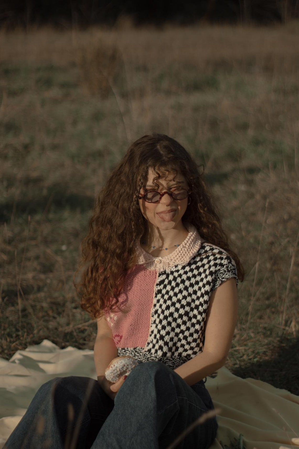 Checkered Knit Sweater Vest Handmade Knitted Vest | Etsy