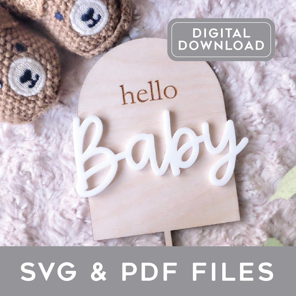 Hello Baby Cake Topper Digital File Download Shower - Etsy