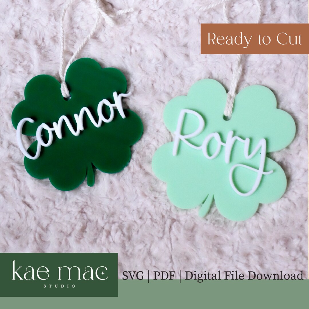 Personalized Four Leaf Clover Name Tag | St. Patrick's Day | Laser Cut ...