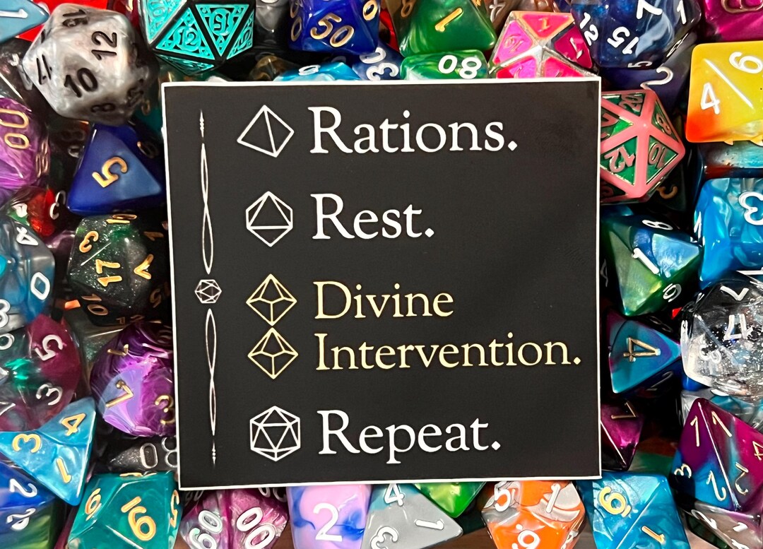 D&D Vinyl Sticker Rations Rest Divine Intervention Repeat Dishwasher ...