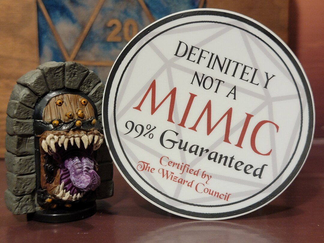 D&D Vinyl Sticker Definitely Not a Mimic, 99% Guaranteed!water Bottle ...