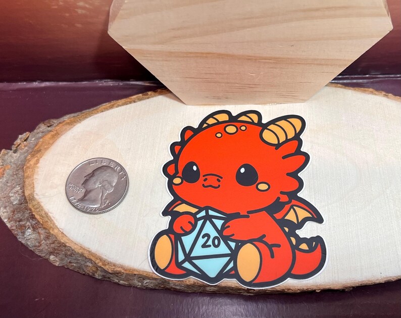 Chibi Red Dragon D20 Vinyl Sticker - D&D, Pathfinder - Etsy