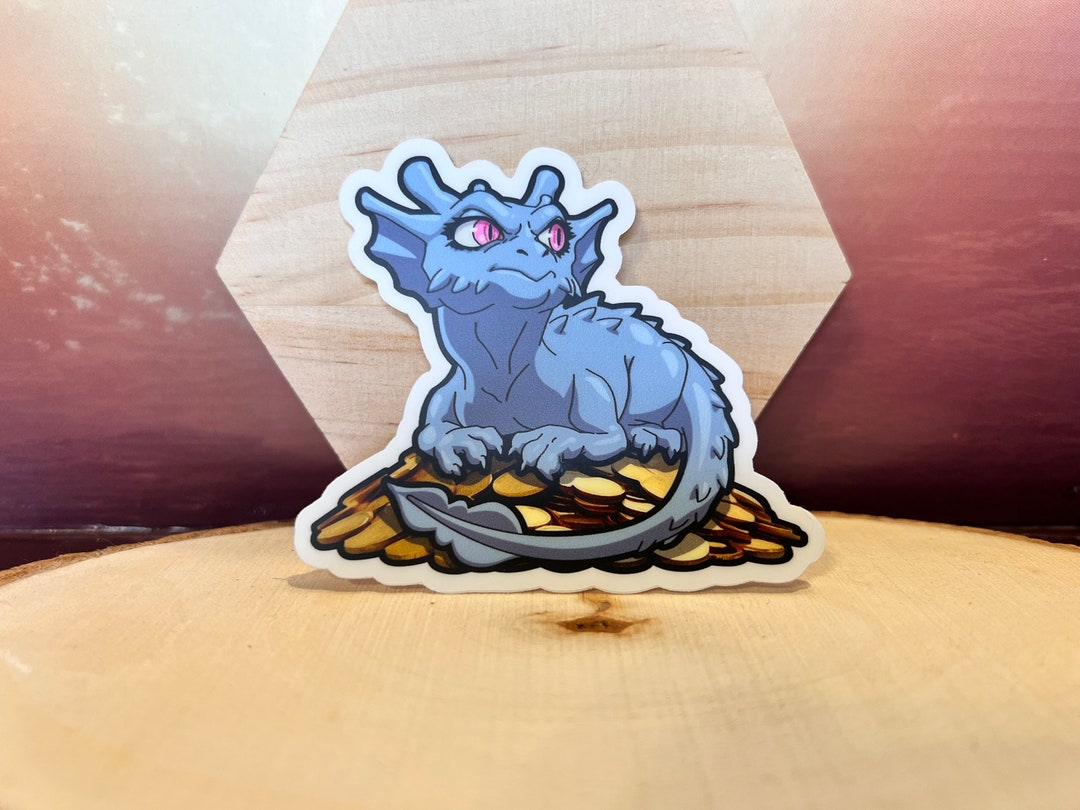 D&D Vinyl Sticker Baby Blue Dragon Hatchling With Hoard, Dishwasher ...