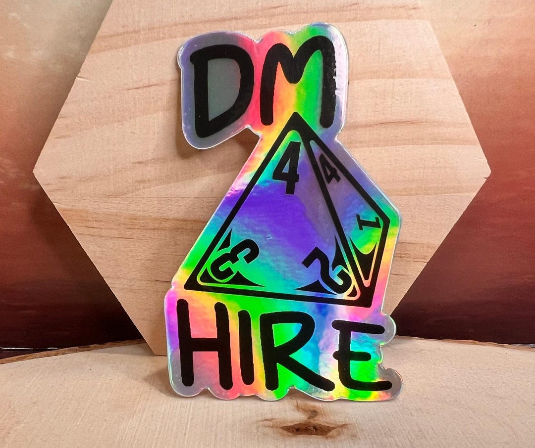 Holographic D&D Vinyl Sticker: DM for Hire, Dishwasher Safe - Etsy