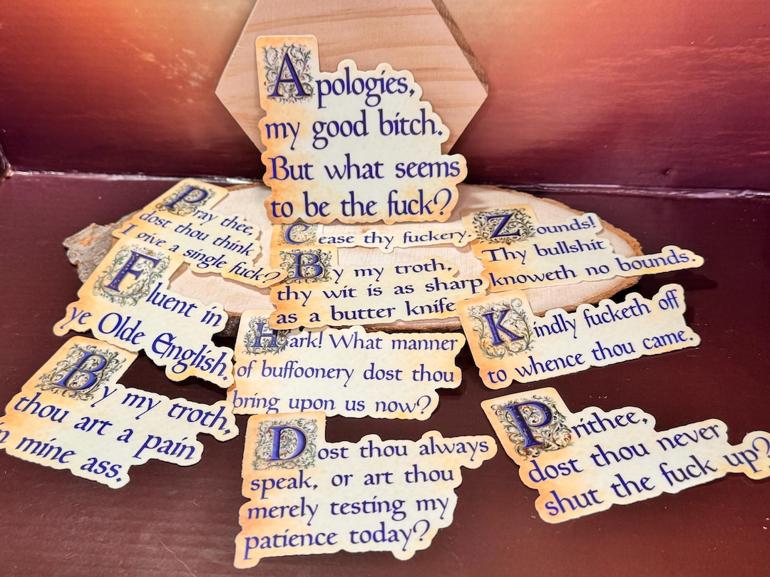 Medieval Insult Stickers: Olde English, Shakespearean Humor (set of 11 ...