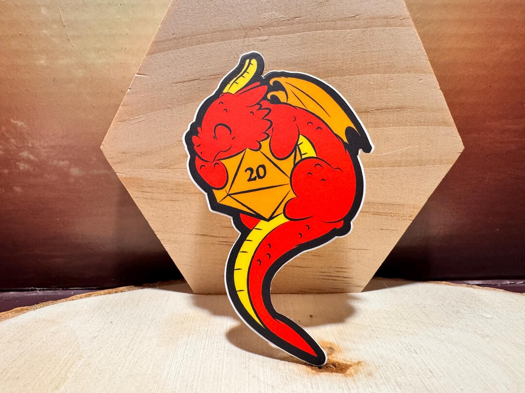 Red Dragon Hugging D20 Vinyl Sticker: Dungeons and Dragons TTRPG - Etsy
