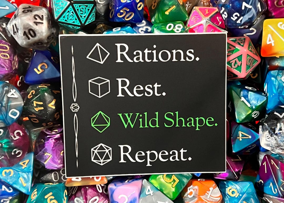 Buy D&D Vinyl Sticker Rations Rest Wild Shape Repeat Dishwasher Safe ...