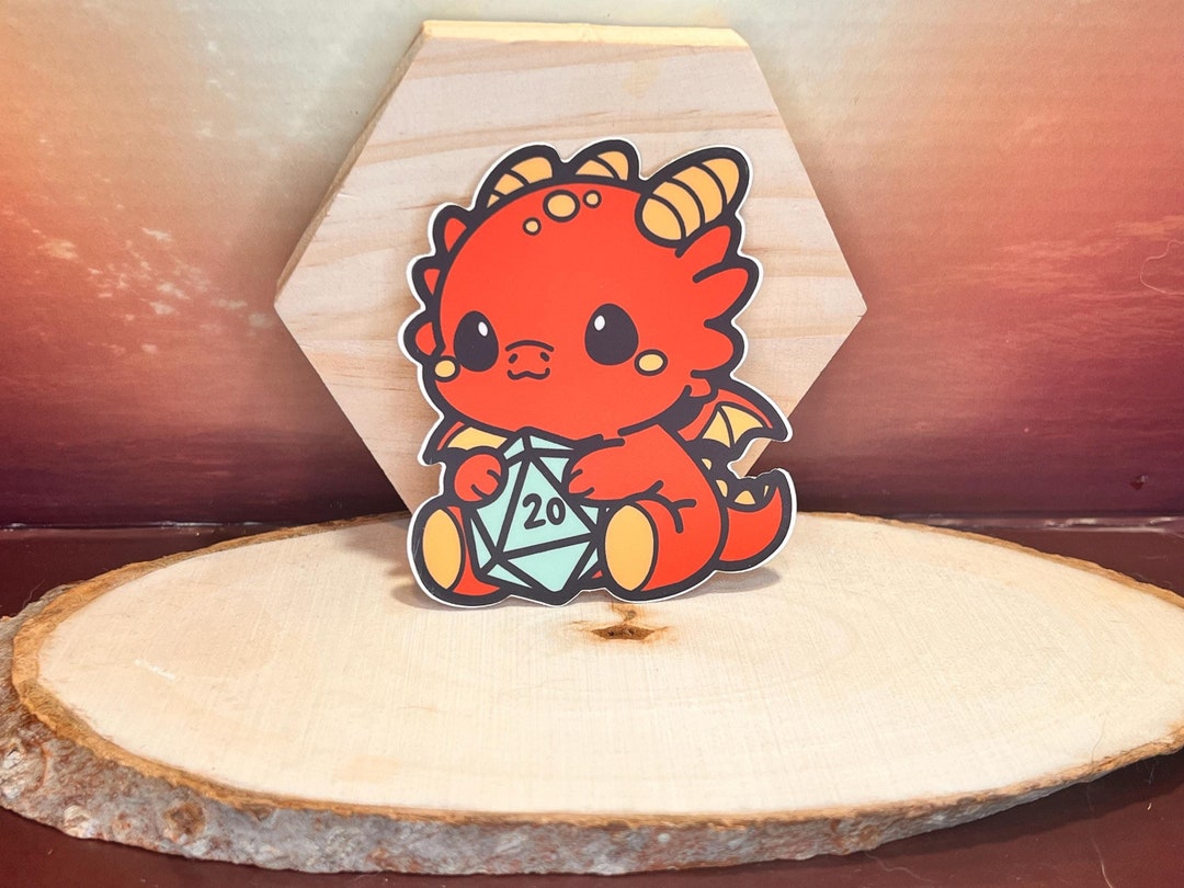 Chibi Red Dragon D20 Vinyl Sticker - D&D, Pathfinder - Etsy