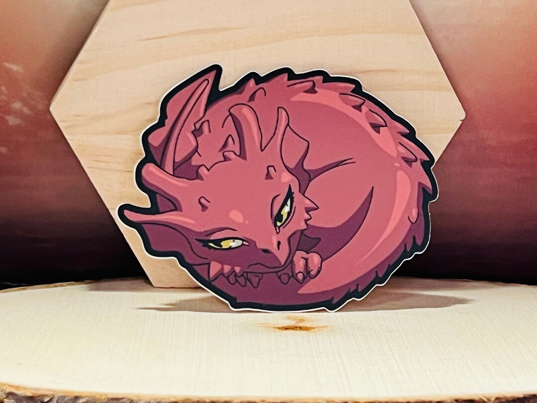 D&D Vinyl Sticker Red Baby Dragon Napping Water Bottle Sticker ...