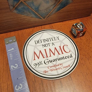 D&D Vinyl Sticker Definitely Not a Mimic, 99% Guaranteed!water Bottle ...