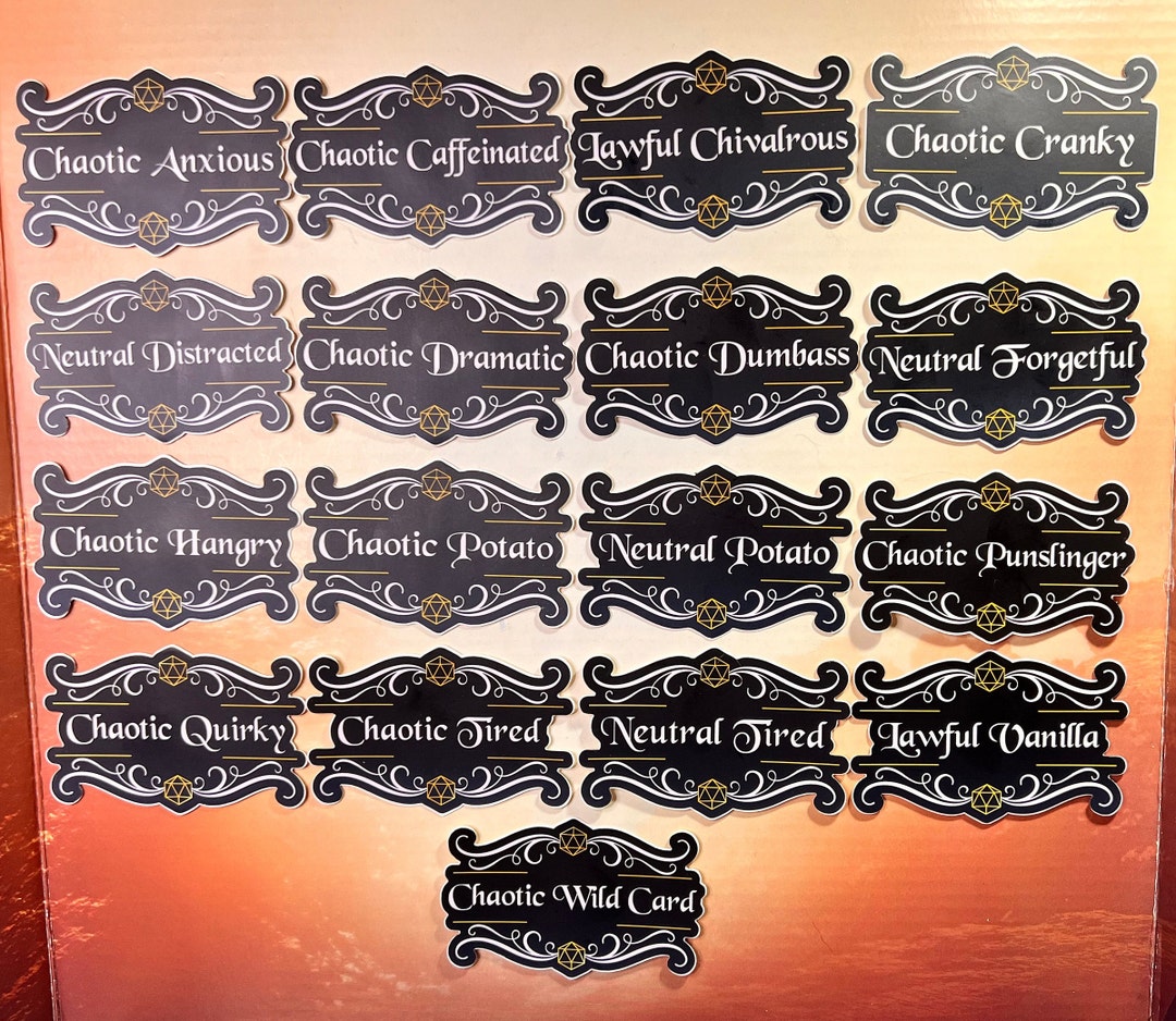 Alignment D&D Vinyl Stickers, Choose Your Stickers Out of 17 Options ...