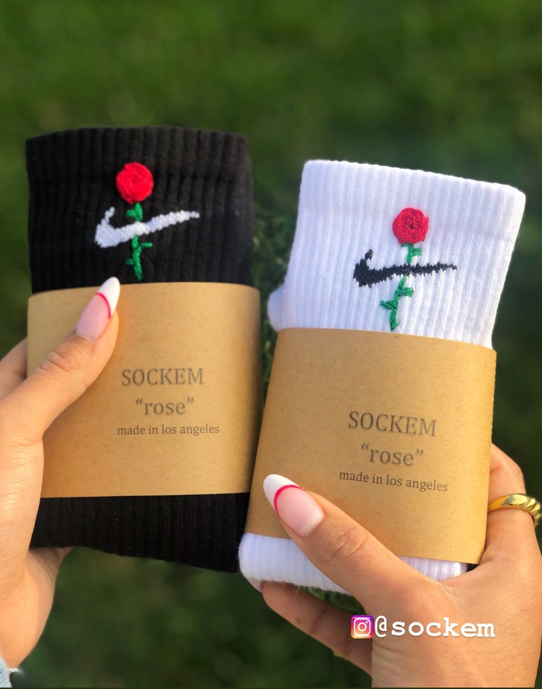 High "rose" Nike Crew High Socks by Sockem, Valentines Day, Gift, Love ...