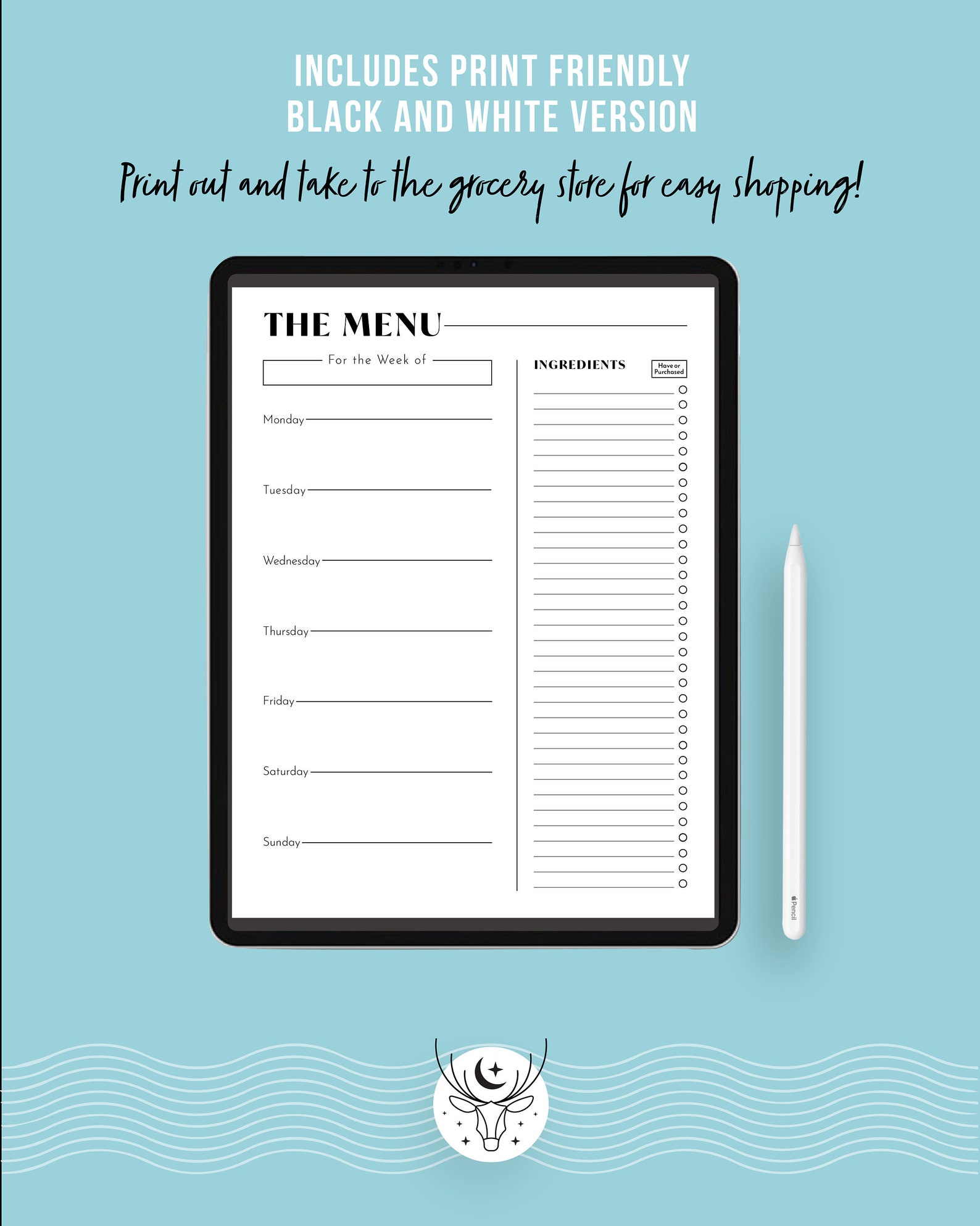 Goodnotes Meal Planner Meal Planner Printable Blue Digital Etsy