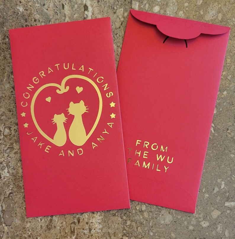 Long Personalized Stencil Red Envelope: Wedding Welcome Baby - Etsy