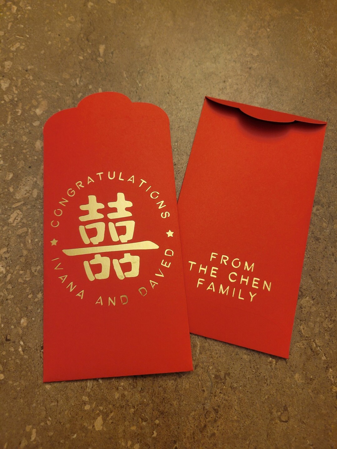 Long Personalized Stencil Red Envelope: Wedding, Welcome Baby, Happy ...