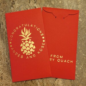 Long Personalized Stencil Red Envelope: Wedding, Welcome Baby, Happy ...