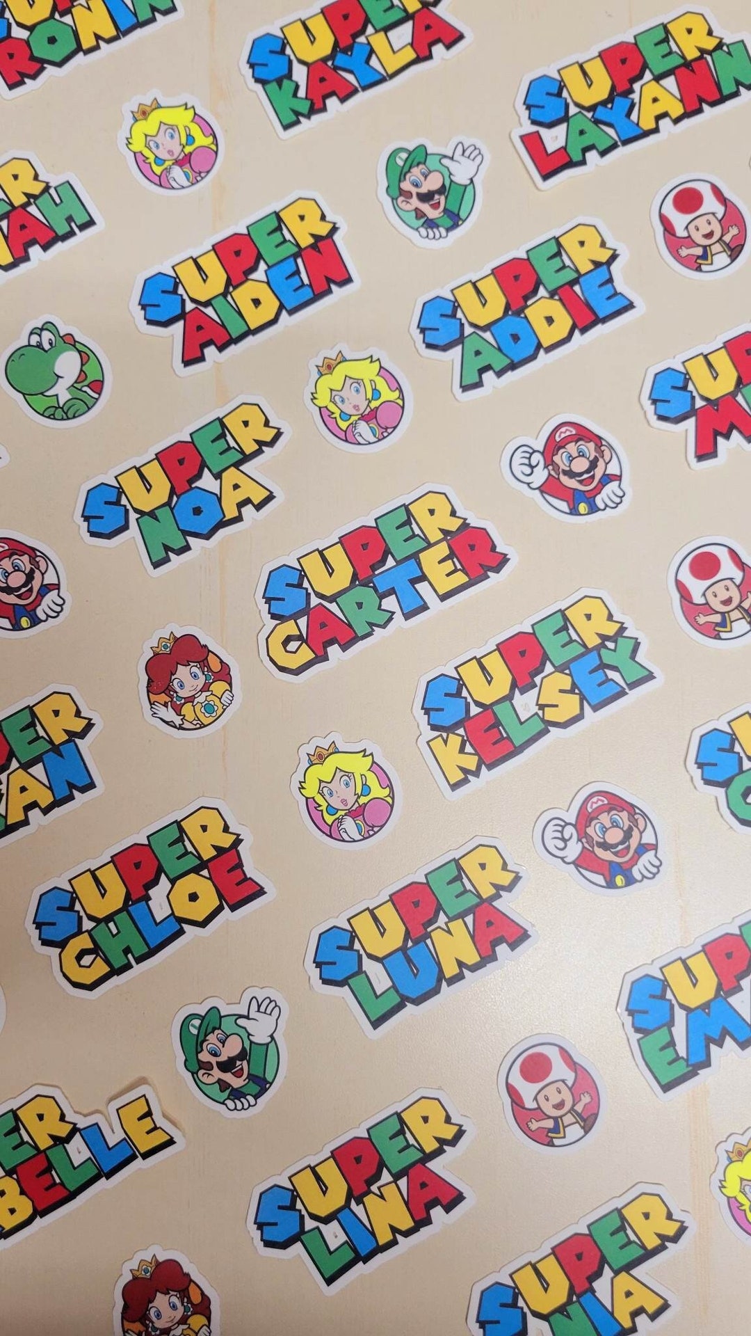 Custom Personalized Super Mario Party Favor Stickers Digital Download ...