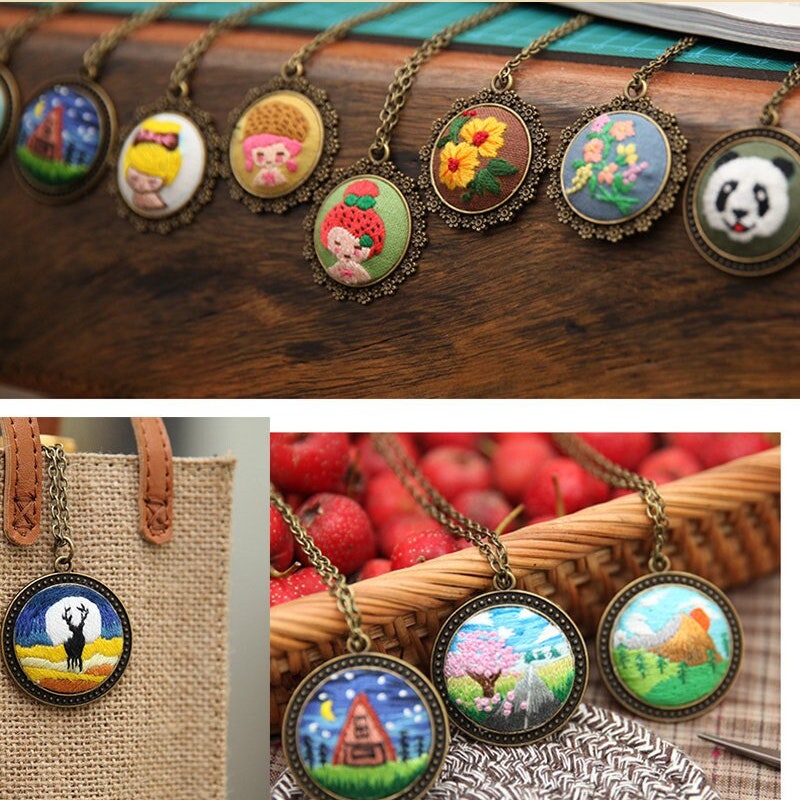 Embroidery Pendant - Etsy