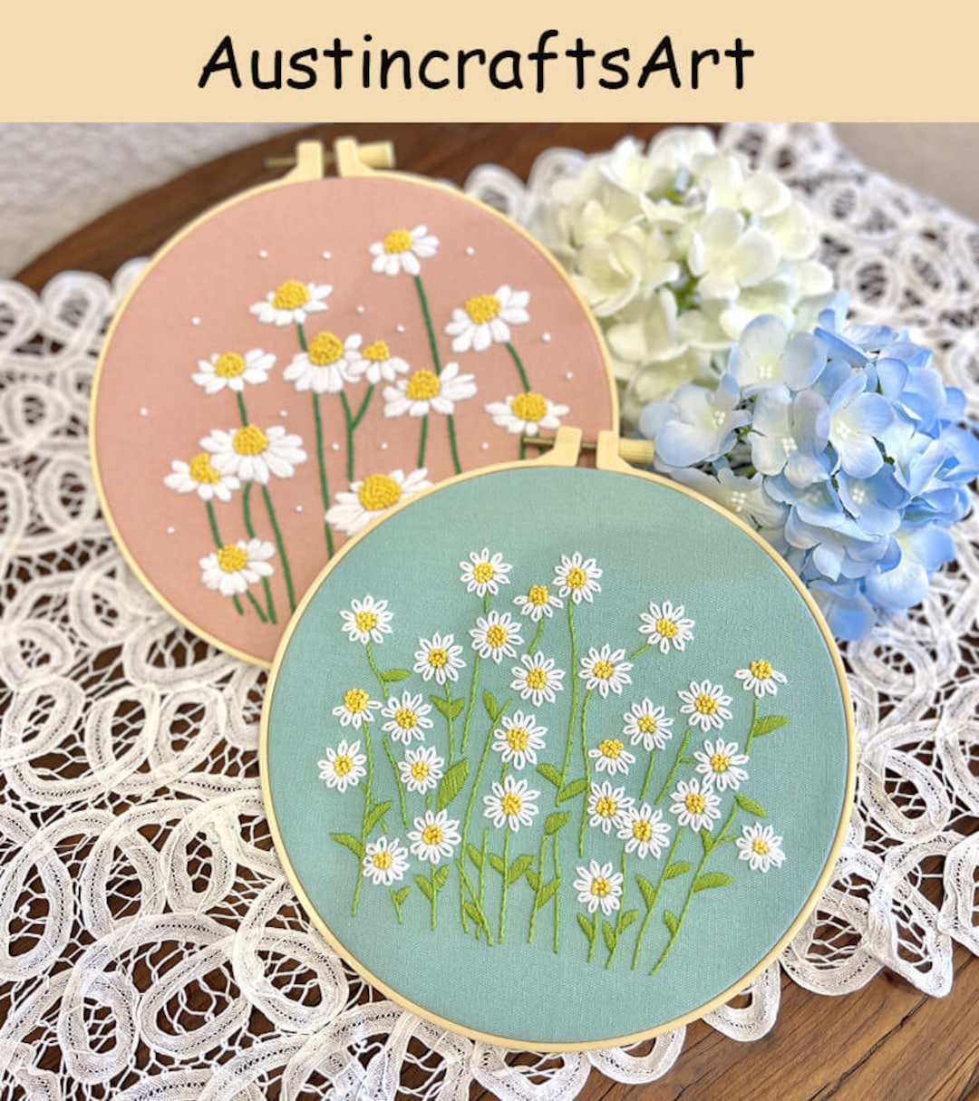 Daisy Embroidery Kit, DIY Daisy Flowers Beginner Embroidery Kit ...