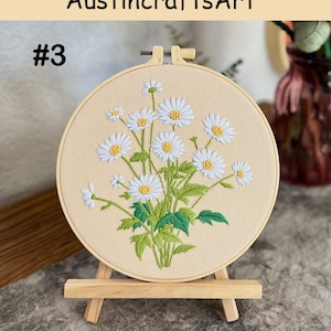 Daisy Embroidery Kit, DIY Daisy Flowers Beginner Embroidery Kit ...
