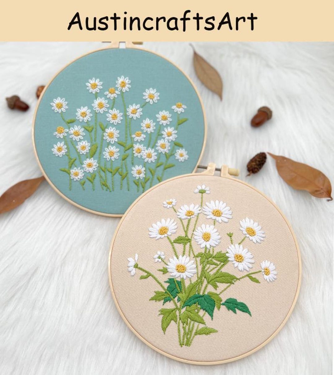 Daisy Embroidery Kit, DIY Daisy Flowers Beginner Embroidery Kit ...