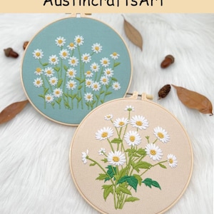 Daisy Embroidery Kit, DIY Daisy Flowers Beginner Embroidery Kit ...