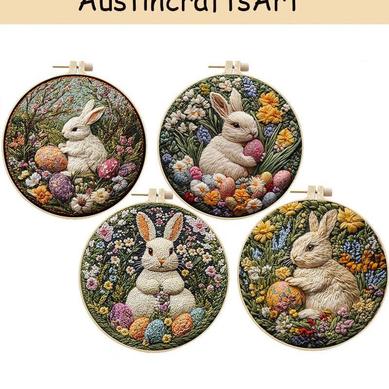 Rabbit Embroidery - Etsy