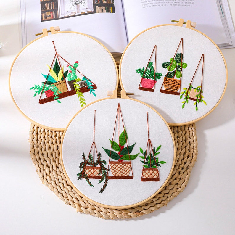 Green Plant DIY Embroidery Kit for Beginner Modern Plant Hand - Etsy