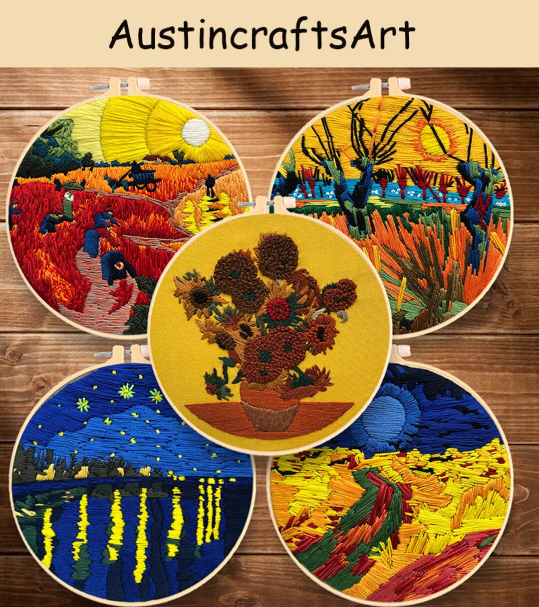 Van Gogh Embroidery Kit, DIY Embroidered Handcraft Kit With Hoop, DIY ...