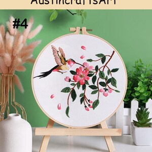 Hummingbird Embroidery Kit, Flowers Birds Needlework Embroidery Kit ...
