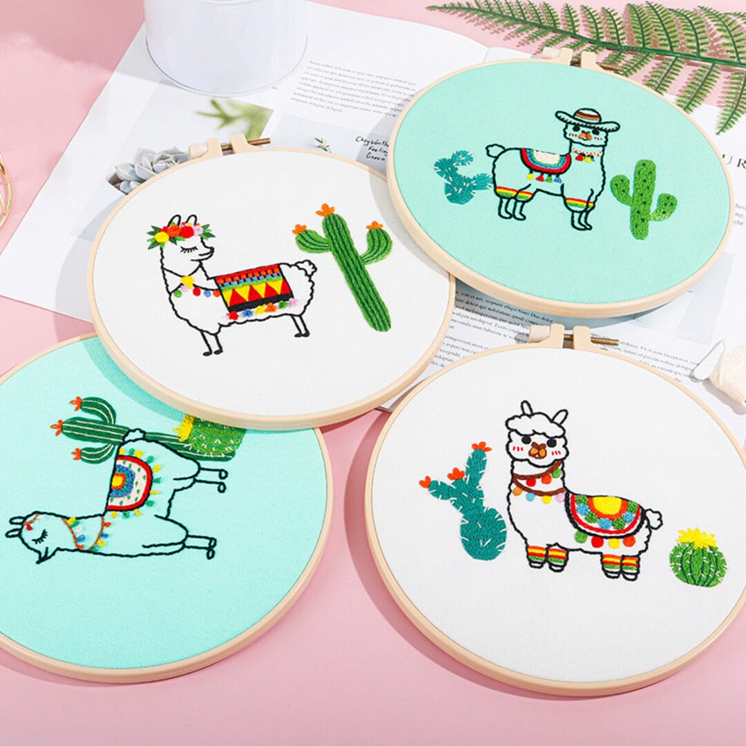 Alpaca Embroidery Kit: Cactus Needlecraft DIY Craft for Beginners - Etsy