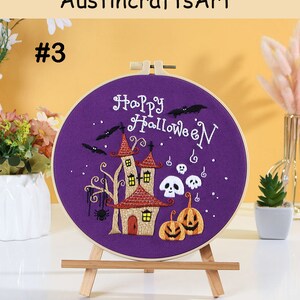 Halloween Embroidery Kit Beginner, Colorful Ghost Pumpkin Spider ...