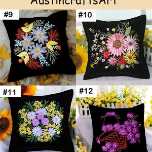 Embroidered Pillow Case Kits, Colorful Flowers Silk Ribbon Embroidery ...