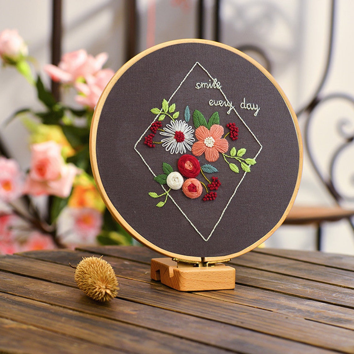 Diy Embroidery Kit Girl Flower Pattern Little Girl Embroidery | Etsy