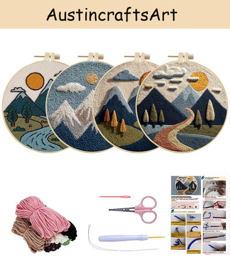 Mountain Valley Punch Needle Kit: Beginner DIY Home Decor Craft, Wall ...