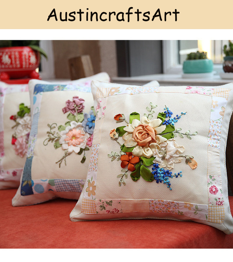Ribbon Embroidery Designs For Cushions
