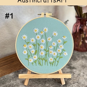 Daisy Embroidery Kit, DIY Daisy Flowers Beginner Embroidery Kit ...