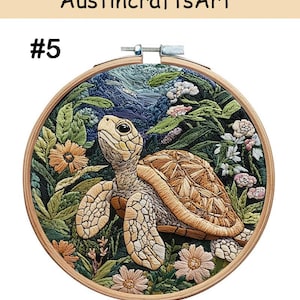 Tortoise Embroidery Kit, Flowers Sea Turtle Beginner Embroidery Kit ...